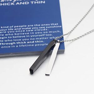 Ankiyabe Through Thick and Thin Necklace Sisters Best Friend Friendship Gift Couples Necklace Bridesmaid Tribe BFF Gift (Black and Silver)