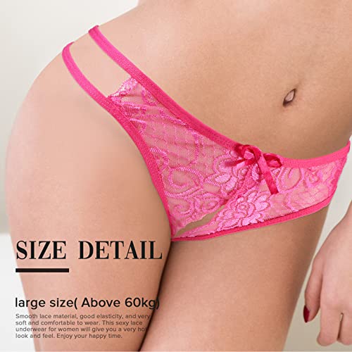 7 Pieces Women Thongs Thin Ropes Panties Transparent Thong T Shape Pants See Through Panties Breathable Underwear for Women (Large)