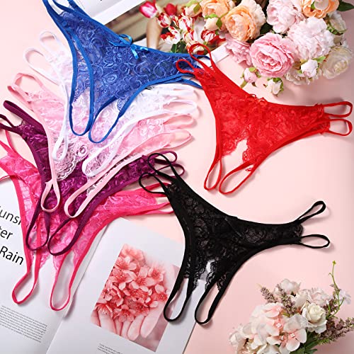 7 Pieces Women Thongs Thin Ropes Panties Transparent Thong T Shape Pants See Through Panties Breathable Underwear for Women (Large)