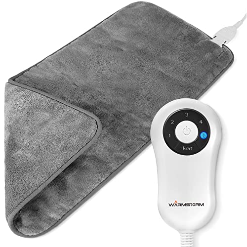 Warm Storm Heating Pad for Back Pain Relief,12"x24" Flannel Electric Heating Pads for Cramps with 5 Heat Settings, Auto-Off Moist Dry Heat Options Washable (Include Spray Bottle, Non-Woven Fabric)