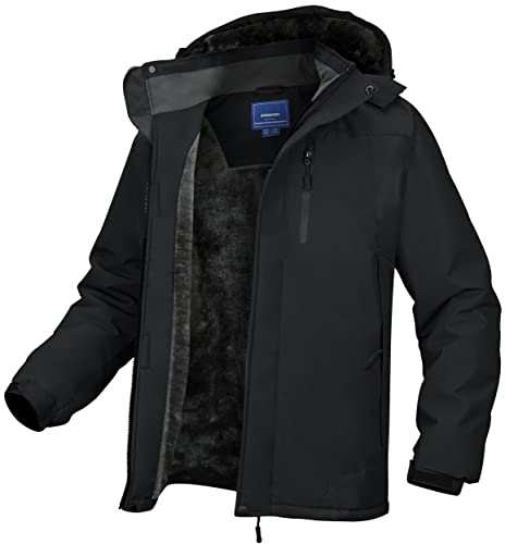 Rapoo Winter Jackets for Men Winter Coats for Men Rain Waterproof Windbreaker Jackets Coats for Men Mens Fleece Warm Snowboard Ski Snow Military Tactical Jacket Coats Black S