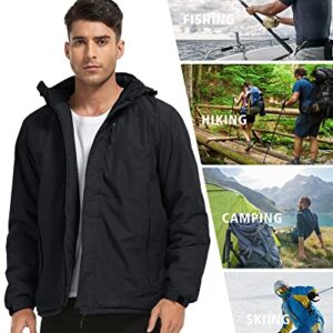 Rapoo Winter Jackets for Men Winter Coats for Men Rain Waterproof Windbreaker Jackets Coats for Men Mens Fleece Warm Snowboard Ski Snow Military Tactical Jacket Coats Black S