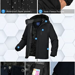 Rapoo Winter Jackets for Men Winter Coats for Men Rain Waterproof Windbreaker Jackets Coats for Men Mens Fleece Warm Snowboard Ski Snow Military Tactical Jacket Coats Black S