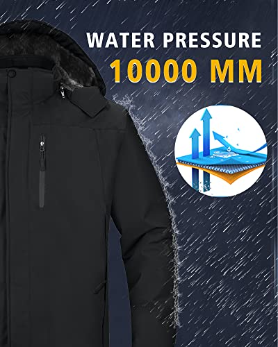 Rapoo Winter Jackets for Men Winter Coats for Men Rain Waterproof Windbreaker Jackets Coats for Men Mens Fleece Warm Snowboard Ski Snow Military Tactical Jacket Coats Black S