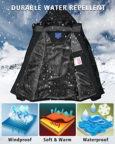 Rapoo Winter Jackets for Men Winter Coats for Men Rain Waterproof Windbreaker Jackets Coats for Men Mens Fleece Warm Snowboard Ski Snow Military Tactical Jacket Coats Black S