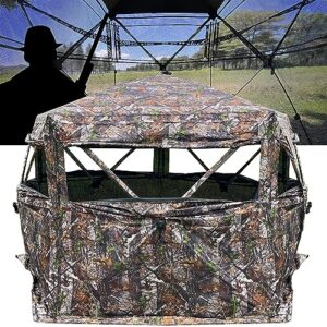 cross mars extra large tall 3-4 person 5-sided hunting blind 288 degree see through ground camouflage portable pop up turkey deer blinds tent