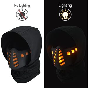 Guayma Halloween Scary Led Mask Light Up Demon Oni Cyberpunk Half Face Masks For Costume Cosplay Party,Black