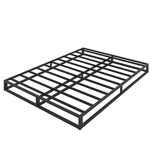 Bilily 6 Inch Queen Bed Frame with Steel Slat Support, Low Profile Queen Metal Platform Bed Frame Support Mattress Foundation, No Box Spring Needed/Easy Assembly/Noise Free