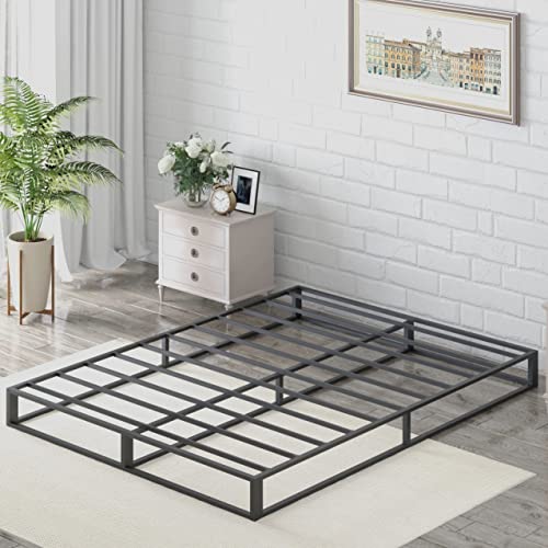 Bilily 6 Inch Queen Bed Frame with Steel Slat Support, Low Profile Queen Metal Platform Bed Frame Support Mattress Foundation, No Box Spring Needed/Easy Assembly/Noise Free