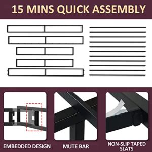 Bilily 6 Inch Queen Bed Frame with Steel Slat Support, Low Profile Queen Metal Platform Bed Frame Support Mattress Foundation, No Box Spring Needed/Easy Assembly/Noise Free