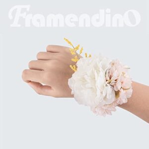 Framendino, 16 Pack Corsage Wristlet Elastic Stretch Faux Pearl Wrist Corsage Bands Elastic Pearl Wristband Wedding Pearl Bracelet for Wedding Party Prom Bride Bridesmaid