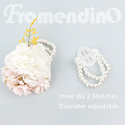 Framendino, 16 Pack Corsage Wristlet Elastic Stretch Faux Pearl Wrist Corsage Bands Elastic Pearl Wristband Wedding Pearl Bracelet for Wedding Party Prom Bride Bridesmaid