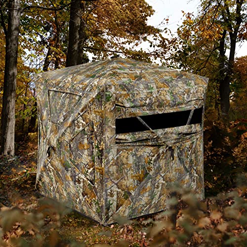 TIDEWE Hunting Blind 270° See Through with Silent Magnetic Door & Sliding Windows, 2-3 Person Pop Up Ground Blind with Carrying Bag, Portable Durable Hunting Tent for Deer & Turkey Hunting(Camouflage)