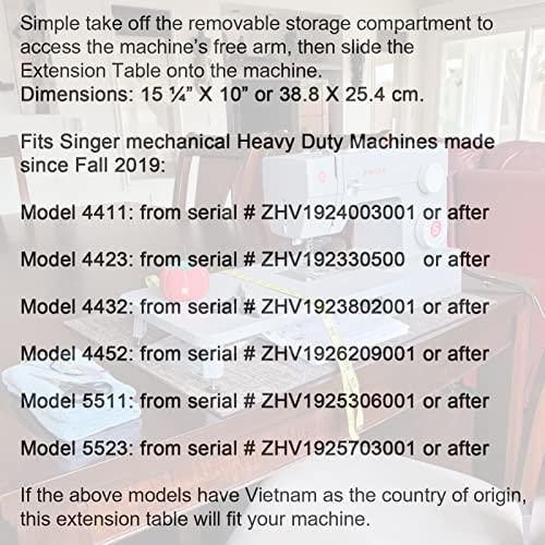 Heavy Duty Sewing Machines Extension Table for Singer 4411, 4423, 4432, 4452 Mechanical Heavy Duty Sewing Machines, Grey