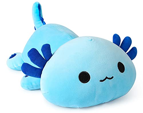 Onsoyours Cute Axolotl Plushie, Soft Stuffed Animal Salamander Plush Pillow, Kawaii Plush Toy for Kids (Blue Axolotl A, 13")