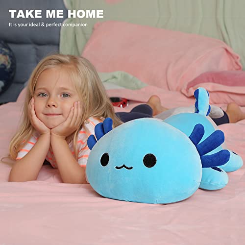 Onsoyours Cute Axolotl Plushie, Soft Stuffed Animal Salamander Plush Pillow, Kawaii Plush Toy for Kids (Blue Axolotl A, 13")