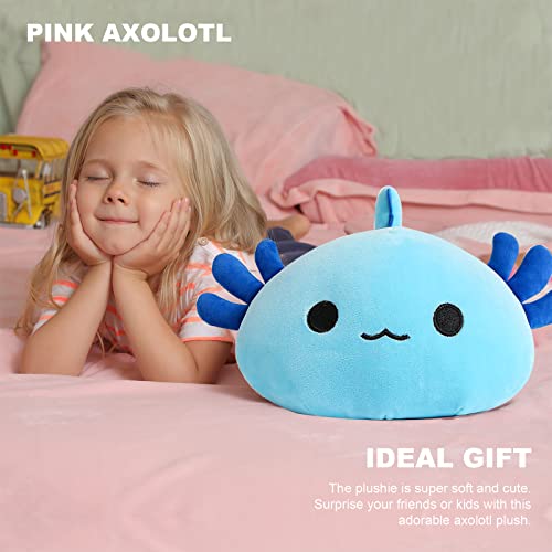 Onsoyours Cute Axolotl Plushie, Soft Stuffed Animal Salamander Plush Pillow, Kawaii Plush Toy for Kids (Blue Axolotl A, 13")