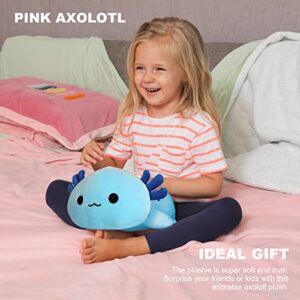 Onsoyours Cute Axolotl Plushie, Soft Stuffed Animal Salamander Plush Pillow, Kawaii Plush Toy for Kids (Blue Axolotl A, 13")