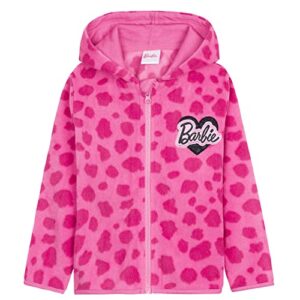 barbie girls jacket pink hooded fleece girls' jackets (pink, 7-8 years)