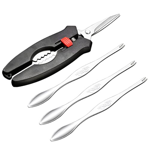 Seafood Tools Crab Leg Opener Scissors Tool Set Tool Set Crab Crackers with crab clamp and picks metal shell nut crackers and picks 3 Leg Forks Flackers Crackers Metal Household