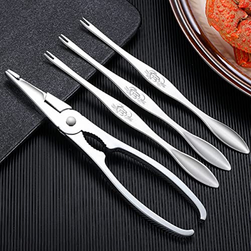 Seafood Tools Crab Leg Opener Scissors Tool Set Tool Set Crab Crackers with crab clamp and picks metal shell nut crackers and picks 3 Leg Forks Flackers Crackers Metal Household