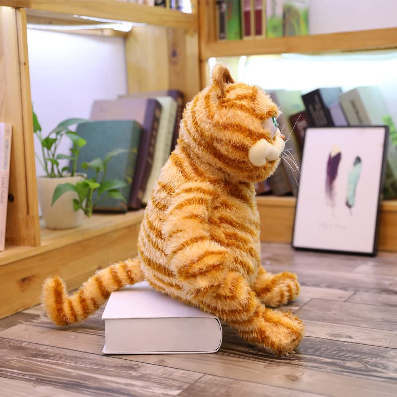 Fat Orange Plush Cat Fat Kitten Stuffed Animals Toy,Cute Fat Cat Plush Toy,Lifelike Yellow Tabby Cat Kitty Toy,Fat Kitten Tabby Cat Plush Toy for Boys and Girls Children Xmas Birthday Gift (11.8inch)