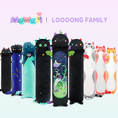 Mewaii Long Cat Plush Kawaii Body Pillow, 20” Cute Black Cat Stuffed Animals Soft Plushies, Kitten Plush Throw Pillow Doll Big Plush Toys Gift for Girlfriend