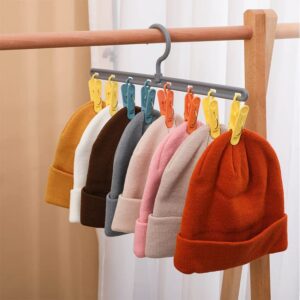 Foshine Clothes Hanger with 8 Color Clips 2 Pack Clothes Drying Racks Windproof for Drying Socks Bras Underwears Baby Clothes, Hats Scarfs Towels Pants and Gloves Diaper White Gray