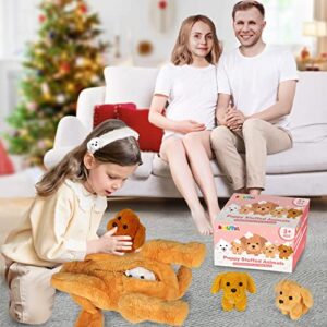 KMUYSL Puppy Stuffed Animals Toys for Ages 3 4 5 6 7 8+ Years Old Kids - Mommy Dog with 4 Baby Puppies in Her Tummy, Idea Xmas Birthday Gifts for Baby, Toddler, Girls, Boys