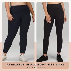 HLTPRO 3 Pack Plus Size Leggings for Women(X-Large - 4X)- High Waist Stretchy Buttery Soft Pants for Workout Running Yoga Black/Black/Black