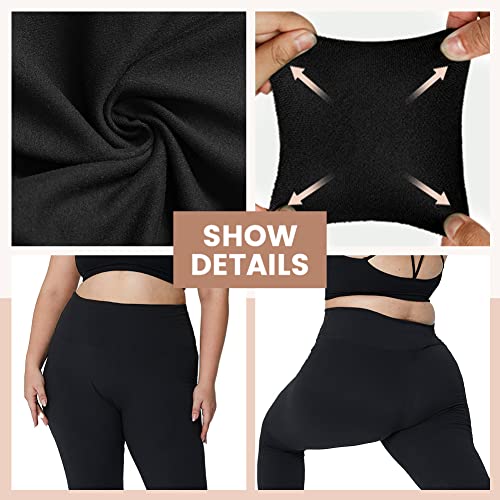 HLTPRO 3 Pack Plus Size Leggings for Women(X-Large - 4X)- High Waist Stretchy Buttery Soft Pants for Workout Running Yoga Black/Black/Black