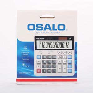 OSALO Desktop Calculator Extra Large Display 12 Digits Big Buttons Solar Accounting Calculator for Office (OS-200ML)