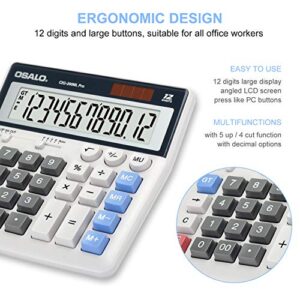 OSALO Desktop Calculator Extra Large Display 12 Digits Big Buttons Solar Accounting Calculator for Office (OS-200ML)