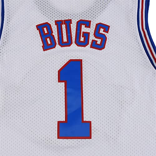 DORISUBE Youth Basketball Jersey Bugs #1 Space Movie Jersey 90S Hip Hop Clothing Kids Shirt for Party (as1, Alpha, s, Regular, 1 White, Small)