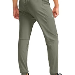 Men's Joggers with Zipper Pockets Stretch Tapered Sweatpants Athletic Pants for Men Workout Running Gym(Sage Green, XL)