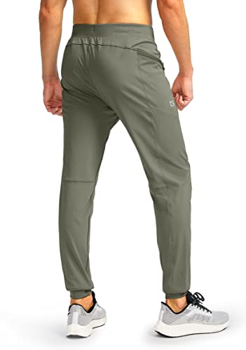 Men's Joggers with Zipper Pockets Stretch Tapered Sweatpants Athletic Pants for Men Workout Running Gym(Sage Green, XL)