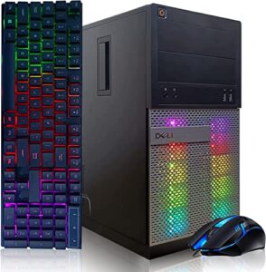 dell rgb gaming desktop pc, intel quad i5 up to 3.6ghz, radeon r9 370 4g gddr5, 16gb ram, 128g ssd + 2tb, dvd, wifi & bluetooth, rgb keyboard & mouse, win 10 pro (renewed)