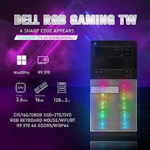 Dell RGB Gaming Desktop PC, Intel Quad I5 up to 3.6GHz, Radeon R9 370 4G GDDR5, 16GB RAM, 128G SSD + 2TB, DVD, WiFi & Bluetooth, RGB Keyboard & Mouse, Win 10 Pro (Renewed)