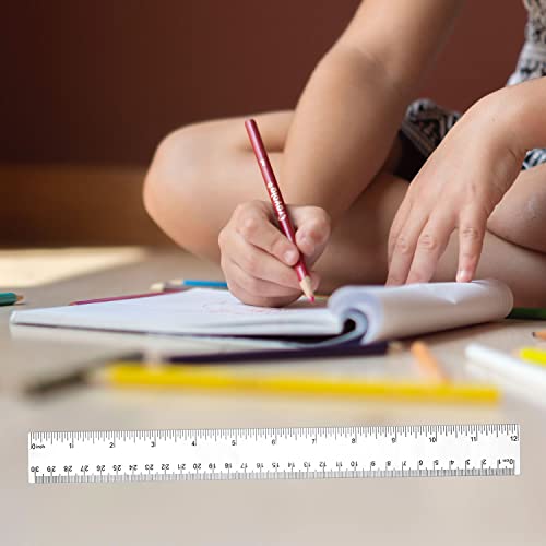 Gutyble 50Pack 12Inch Clear Plastic Ruler, for School,Office and Home