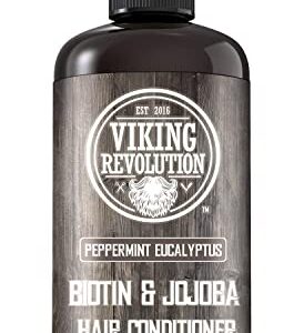 Viking Revolution Biotin Mens Shampoo and Conditioner Set - Eucalyptus and Peppermint Shampoo and Conditioner Set with Jojoba Oil and Mint Oil - Peppermint Oil Hair Conditioner for Men (17 Oz)