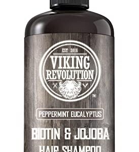 Viking Revolution Biotin Mens Shampoo and Conditioner Set - Eucalyptus and Peppermint Shampoo and Conditioner Set with Jojoba Oil and Mint Oil - Peppermint Oil Hair Conditioner for Men (17 Oz)