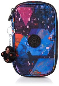 kipling womens women's 50 pens case, accessories, art supplies, makeup, nylon travel organizer printed case, galaxy illusion, 8.25 l x 4.5 h 2 d us