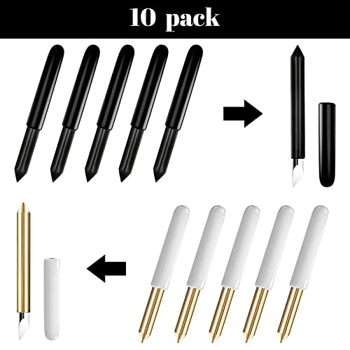 10Pcs Fine Point Cutting Blades Compatible with Air 2/Explore Air 3, Replacement Cutting Blades for Cricut Maker, Maker 3 All Cutting Machines (Gold, Black)