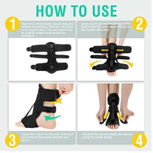 Huninpr 2 Pack Plantar Fasciitis Night Splint, Upgrade 3 Adjustable straps Relief for Women & Men, Brace, Achilles Tendonitis and Foot Drop. (black)