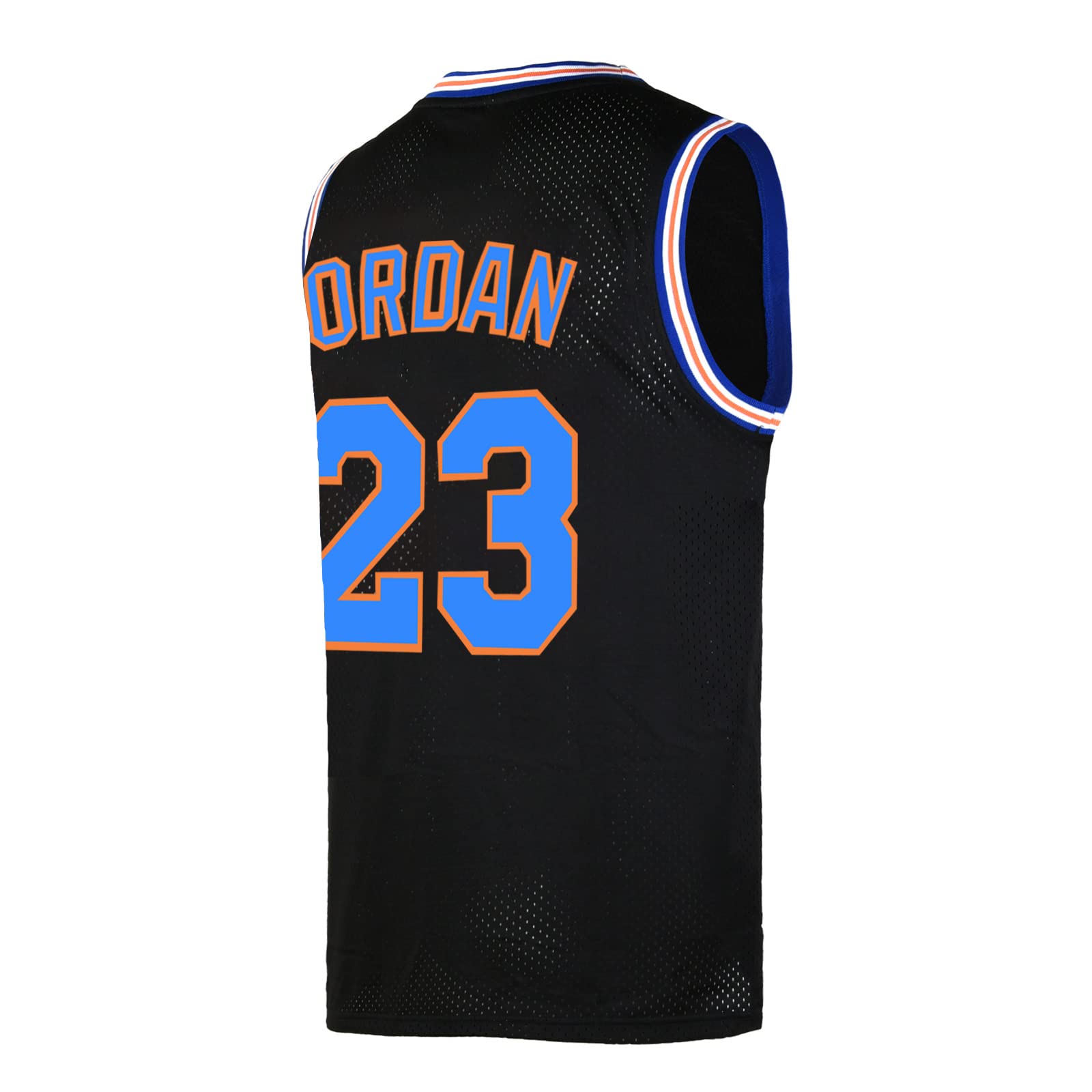 OTHERCRAZY Mens Basketball Jersey #23 Space Movie Jersey S-XXL White/Black/Blue (Black, X-Large)