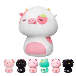 mewaii 14” mushroom plush, strawberry cow plush pillow soft plushies squishy pillow, cow stuffed animals kawaii plush toys throw pillow decoration gift for girls boys