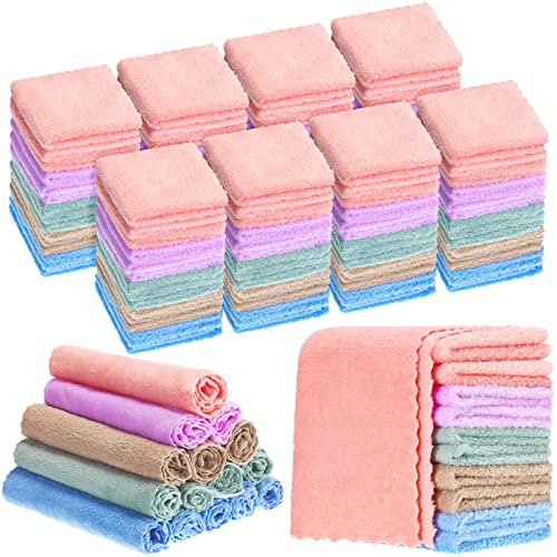 100 Pack Baby Washcloths Bulk 10 x 10 Inch Microfiber Coral Fleece Baby Face Towels Absorbent and Soft Baby Wash Cloths for Newborns Infants and Toddlers