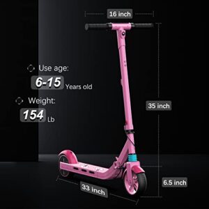 Aovopro Electric Scooter for Kids Age of 6-12,Flashing Rainbow Led Lights,Flashing Wheel and 6.5'' Wheels,UL Certified Kids Electric Scooter