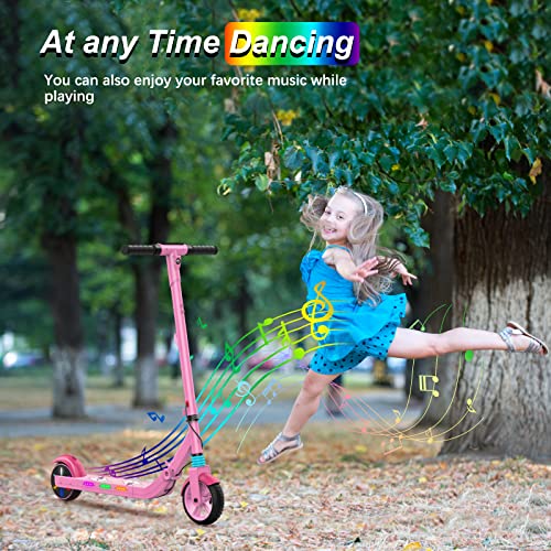 Aovopro Electric Scooter for Kids Age of 6-12,Flashing Rainbow Led Lights,Flashing Wheel and 6.5'' Wheels,UL Certified Kids Electric Scooter