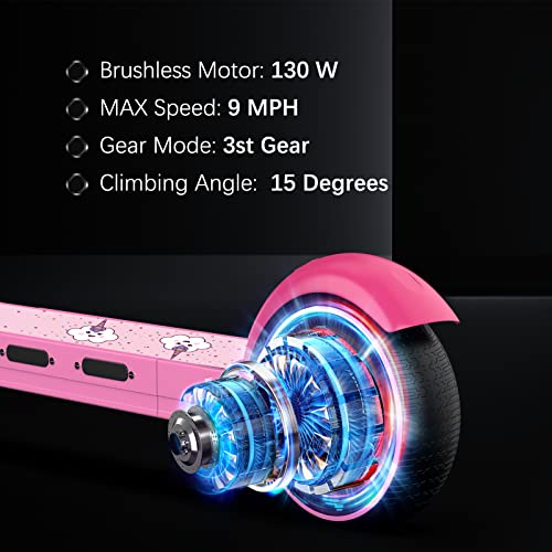 Aovopro Electric Scooter for Kids Age of 6-12,Flashing Rainbow Led Lights,Flashing Wheel and 6.5'' Wheels,UL Certified Kids Electric Scooter